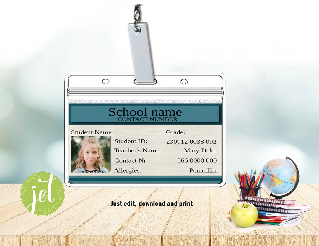 ID Badge, Name Tag, Editable, Printable, ID Card Boy/girl Badge ...