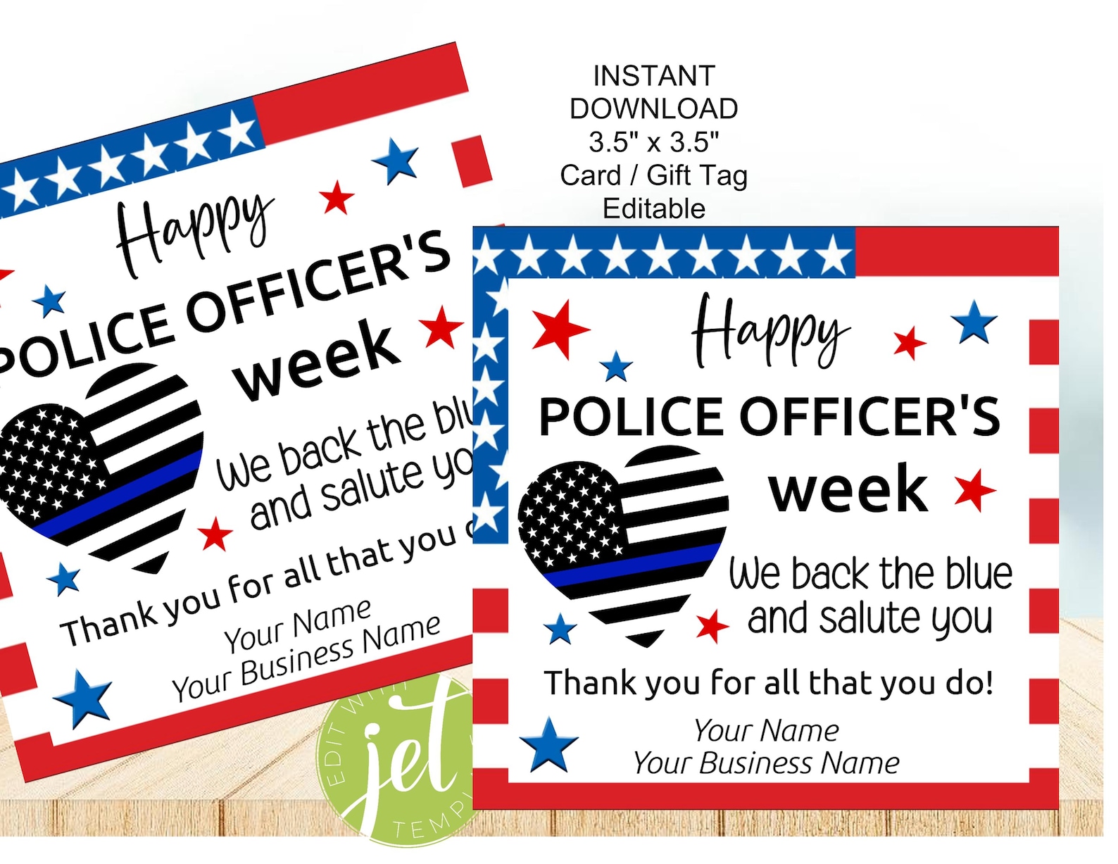 Editable Thank You Police Week Gift Tags, Police Officer's, We Back the ...