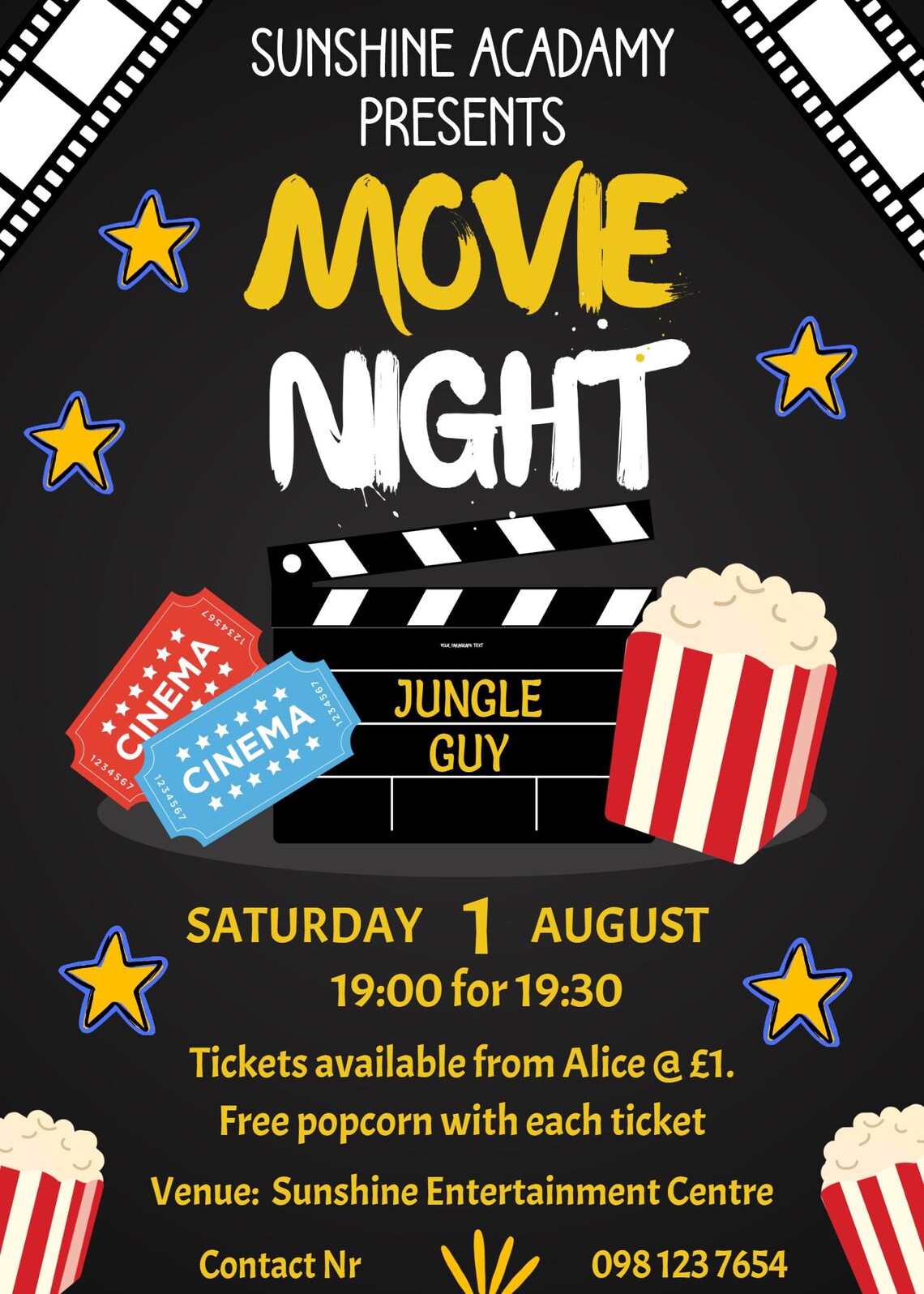 Editable, Movie Night Flyer, Invitation, Printable PTA PTO Flyer ...
