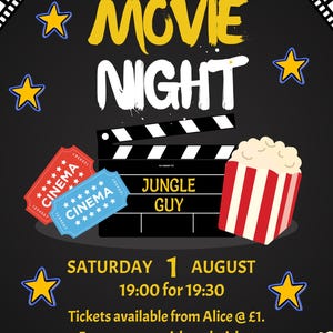 Editable, Movie Night Flyer, Invitation, Printable PTA PTO Flyer ...