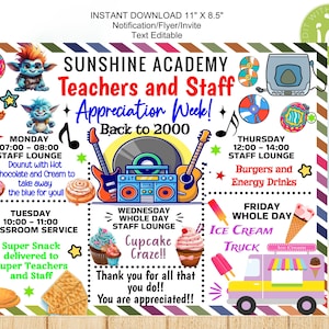 Teacher Appreciation Week Editable Flyer, Itinerary, Schedule for the ...