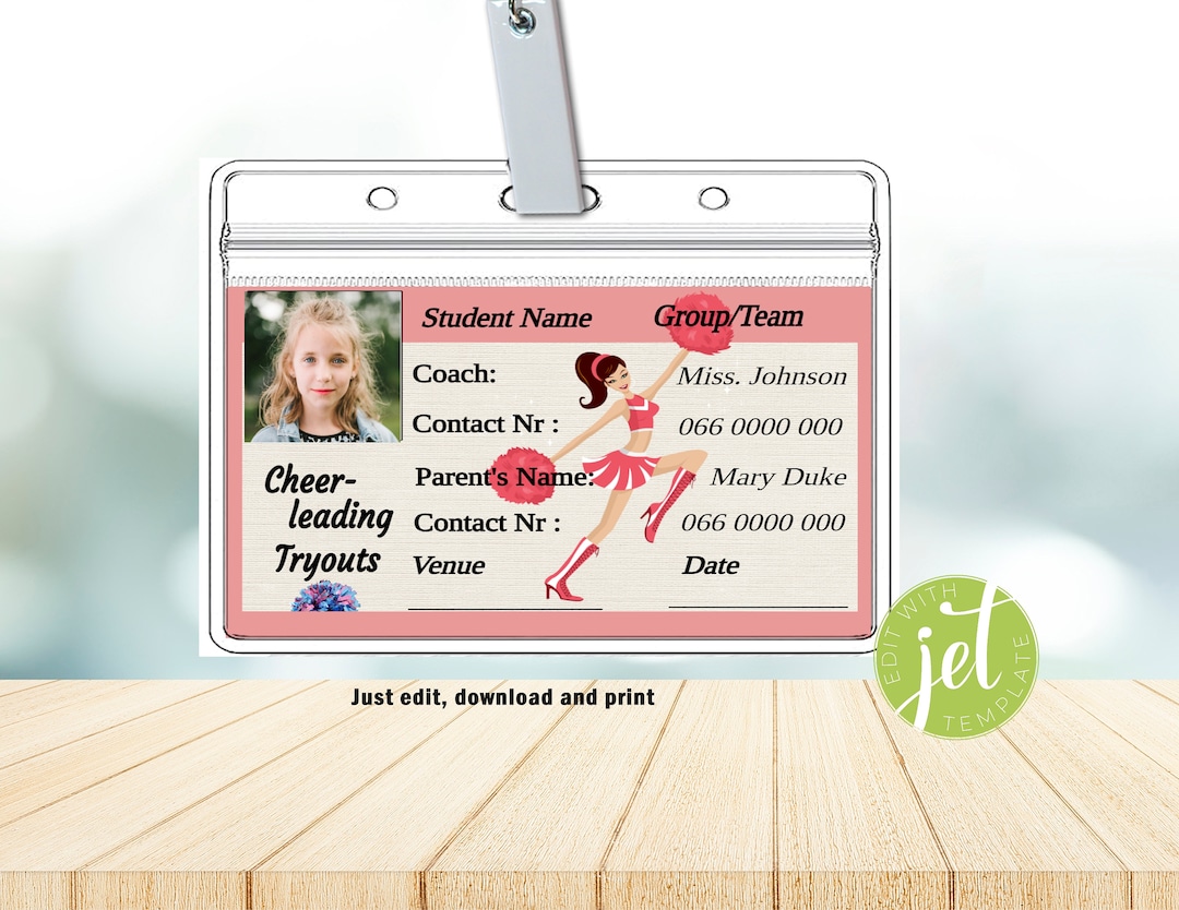 ID Badge, Name Tag, Cheerleading Tryouts, Photo ID Badge, Instant ...