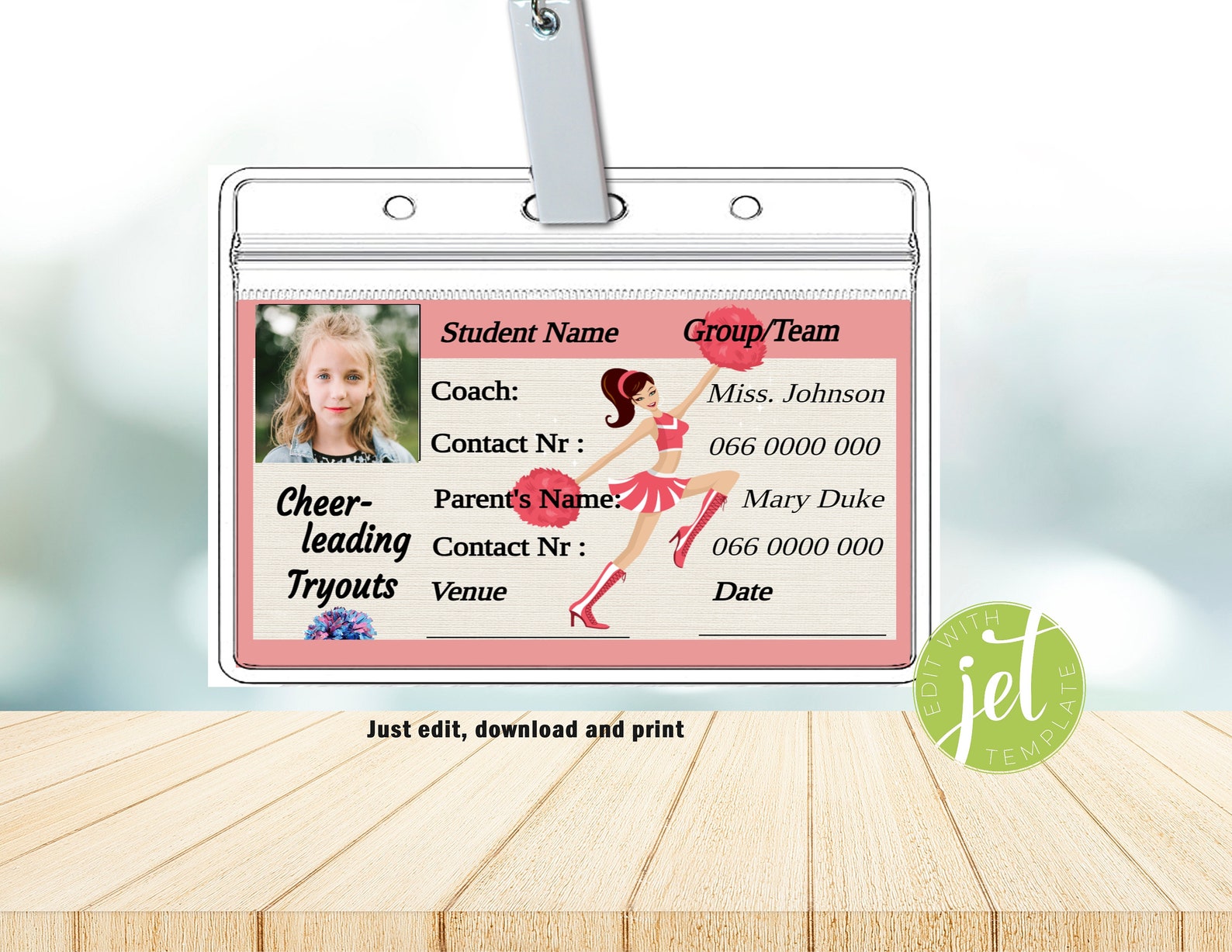 ID Badge, Name Tag, Cheerleading Tryouts, Photo ID Badge, Instant ...