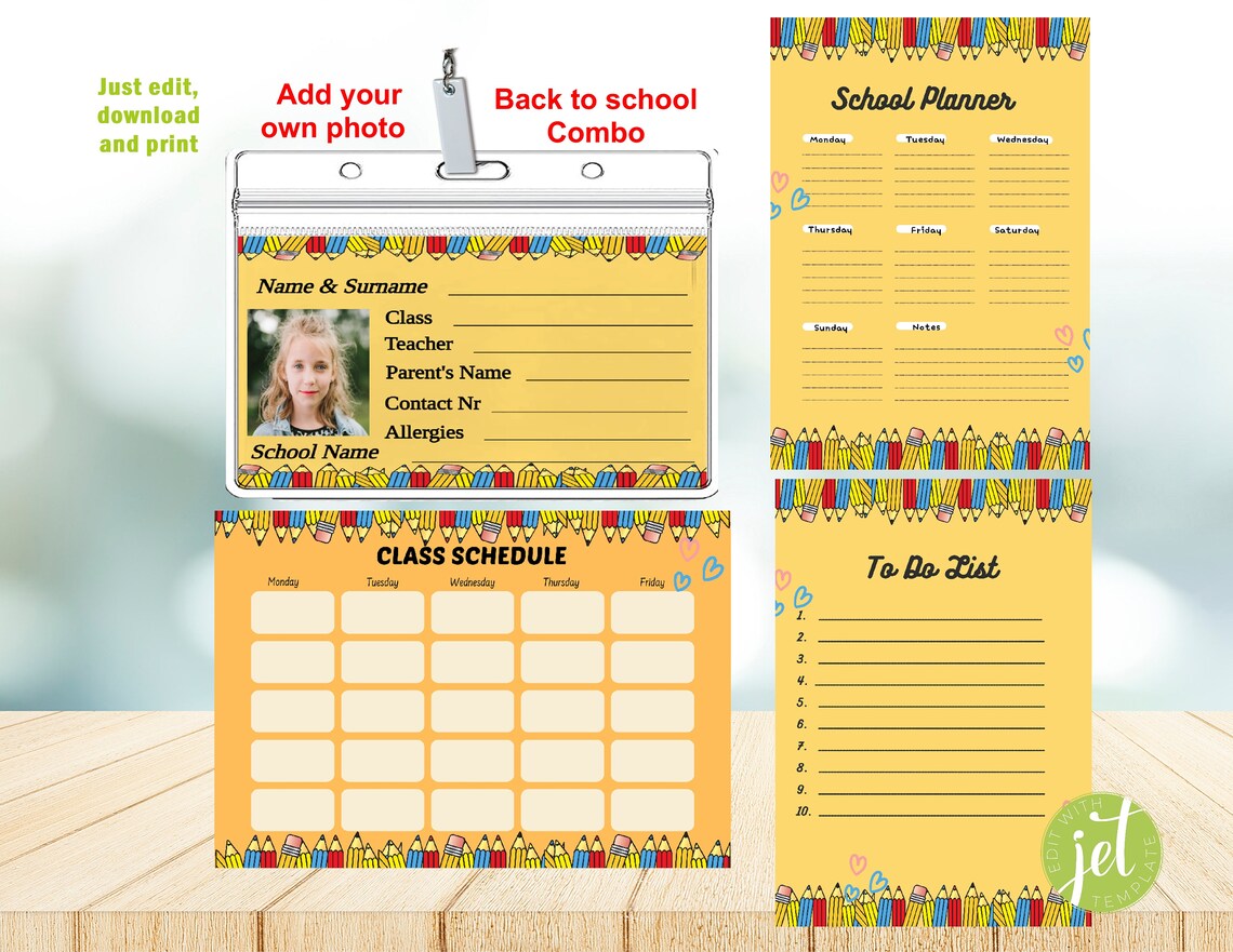 ID Badge, Name Tag, Back to School Name Badge Combo, Editable ...