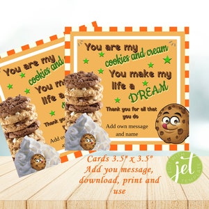 Gift Tag / Card, Editable, Cookies and Cream, Add Name and Message ...