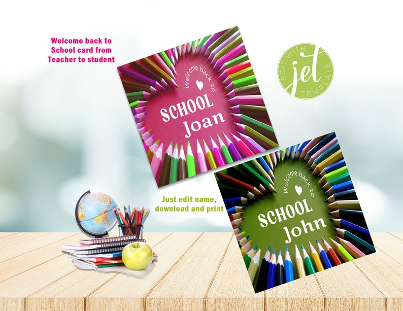 Welcome Back to School Card 3.5 X 3.5 From Teacher to Student, Editable ...