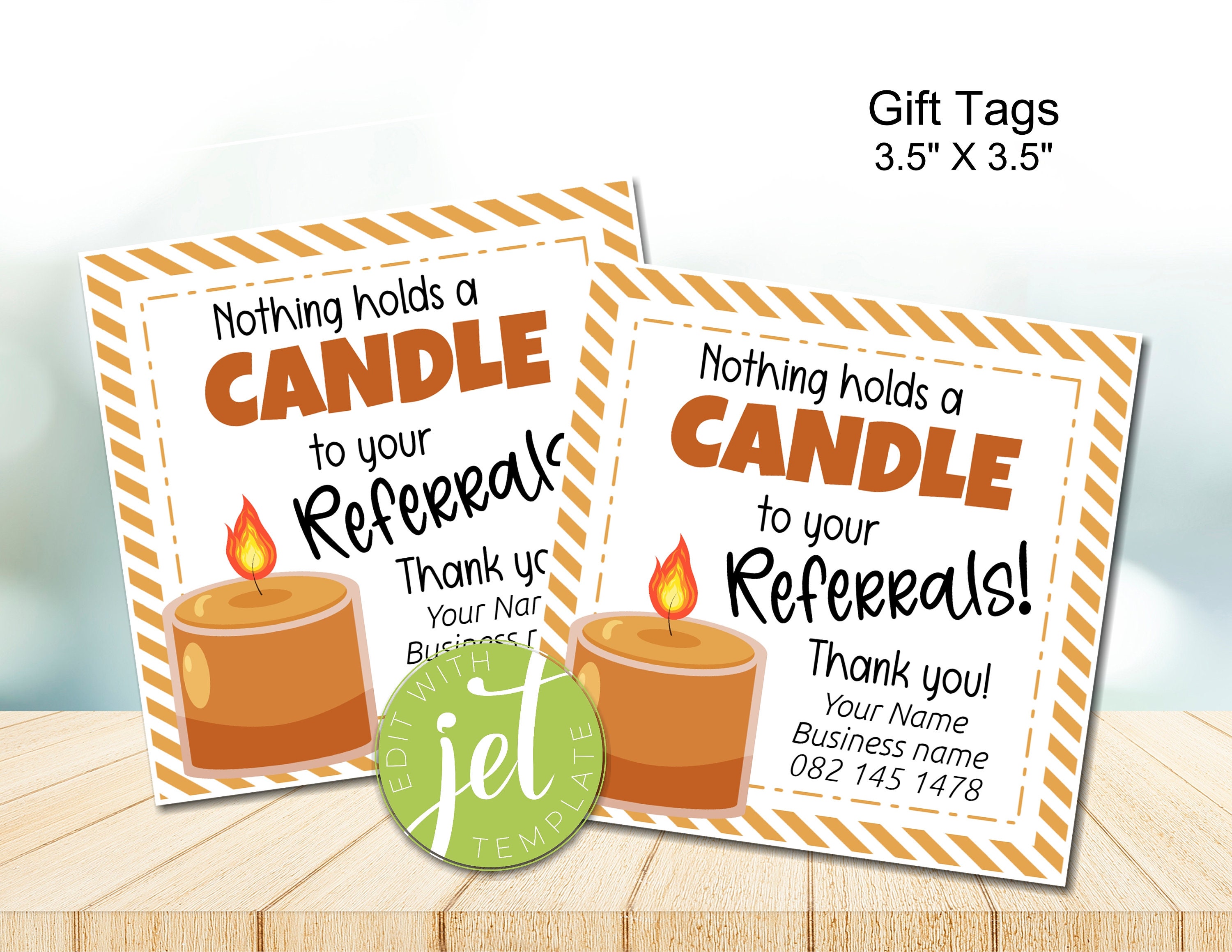 Editable Candle Referral Realtor Pop-by Tags, Nothing Holds a Candle ...