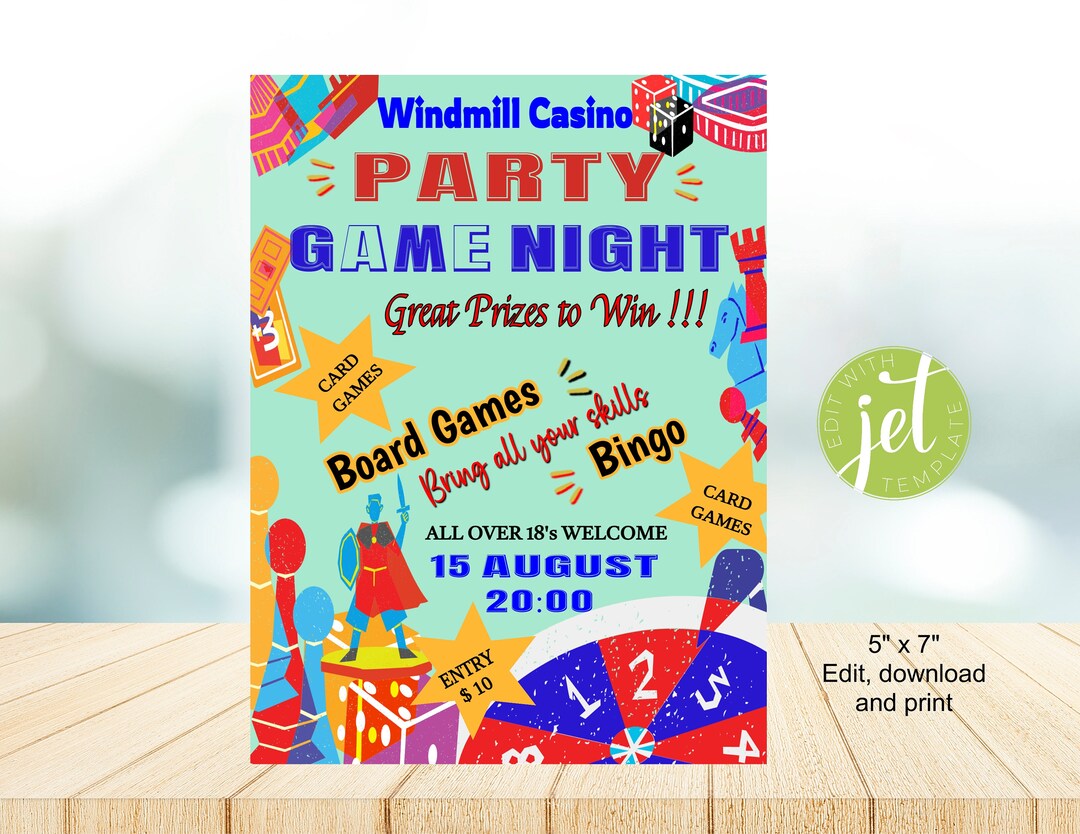 Invite, Party, Editable, Printable, Games Night Party, Games Night ...