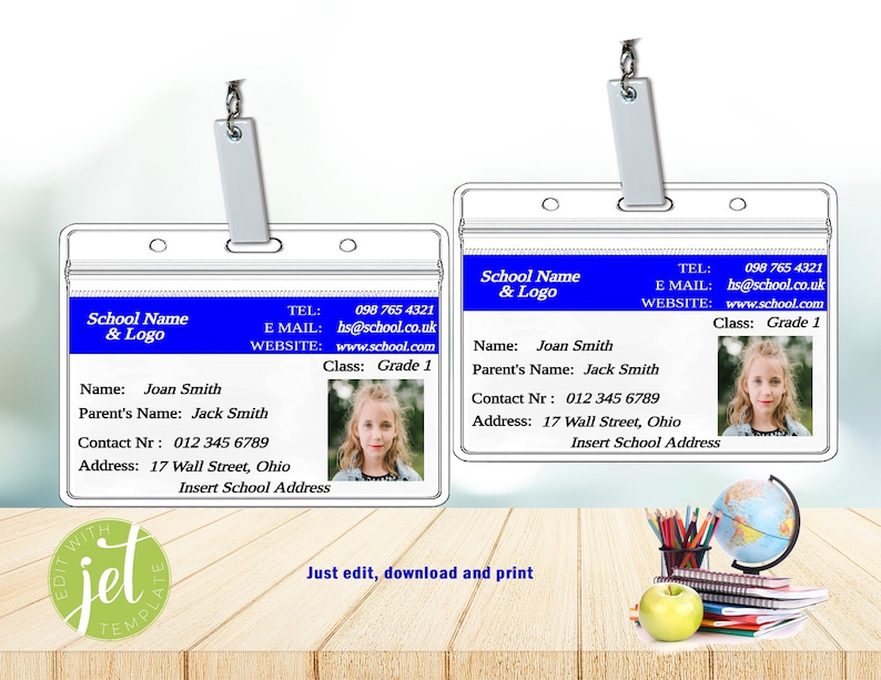ID Badge, Name Tag, Editable, Printable, ID Card Boy/girl Badge ...