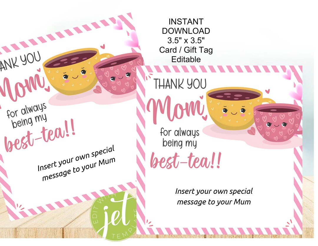Gift Tag/card, Mom, Mother Appreciation, Thank You Mom for Being My ...
