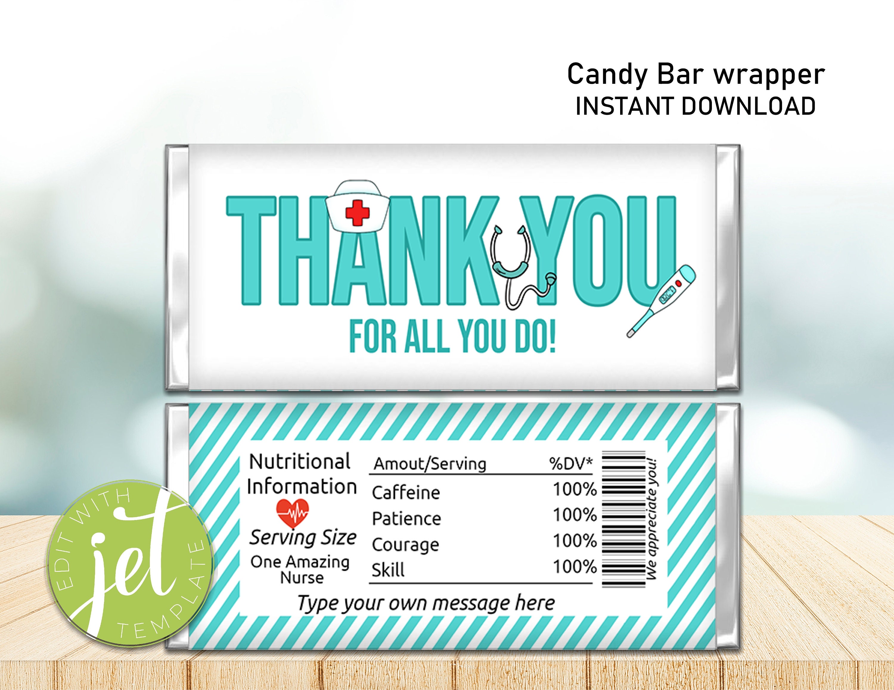Editable Nurse Thank You Candy Wrapper, Nurses, Hospital Nurse, Gift ...