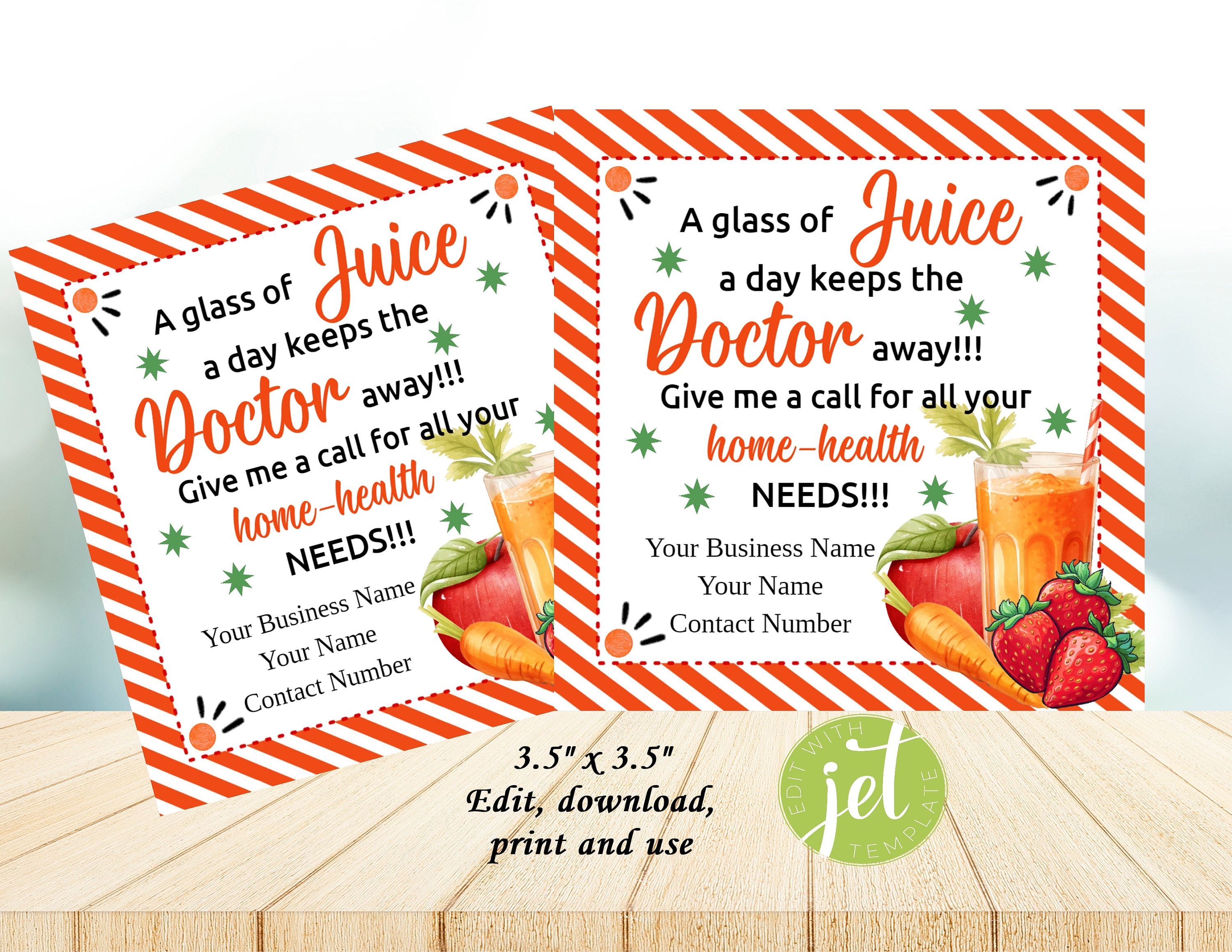 Editable Juice Gift Tags, Juice a Day Keeps the Doctor Away, Health ...