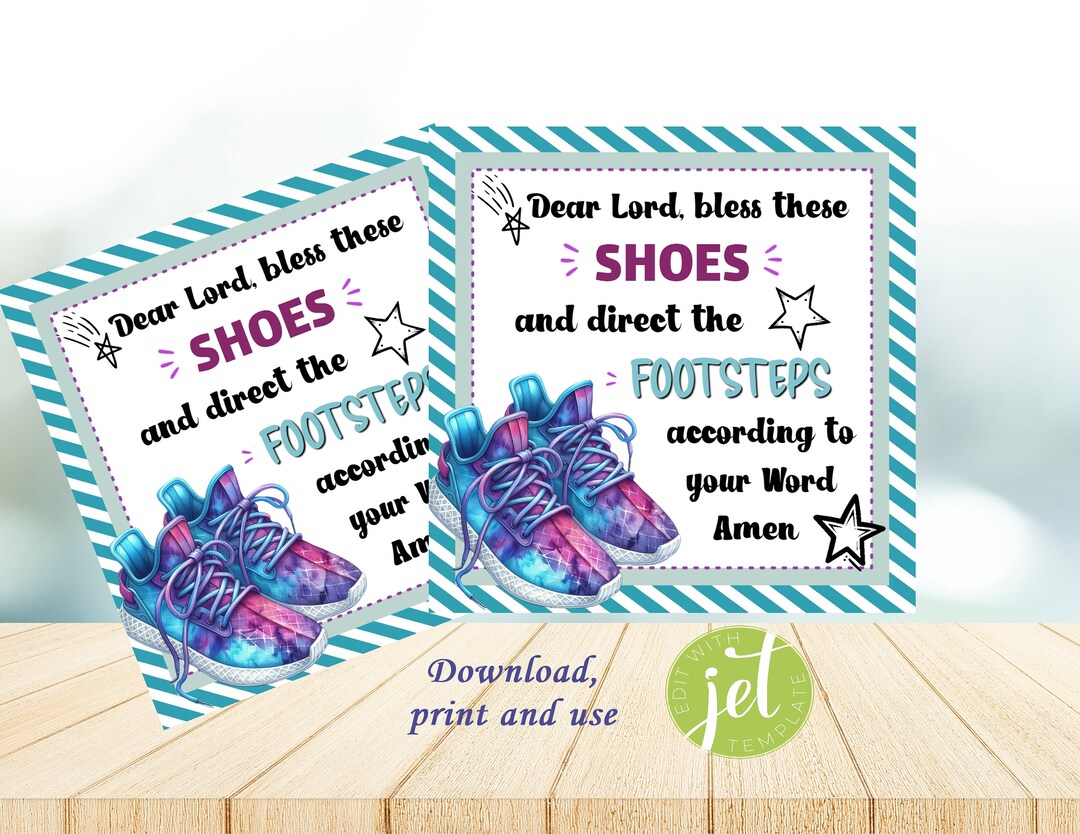 Card, Shoes Blessing, Gift Tag, Shoes Favor, Blessing Card 3.5" X 3.5 ...