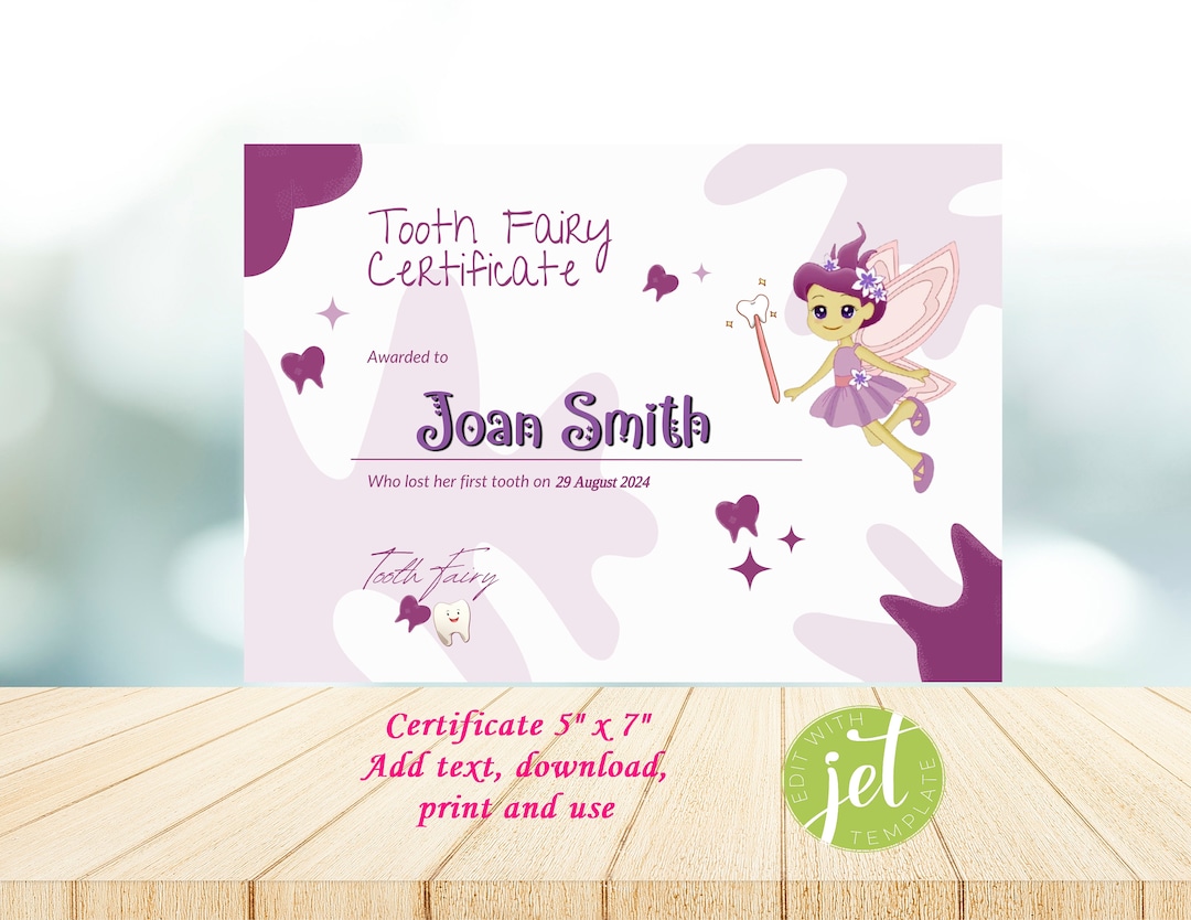 Certificate, Tooth Fairy Certificate, Editable, Lost First Tooth ...
