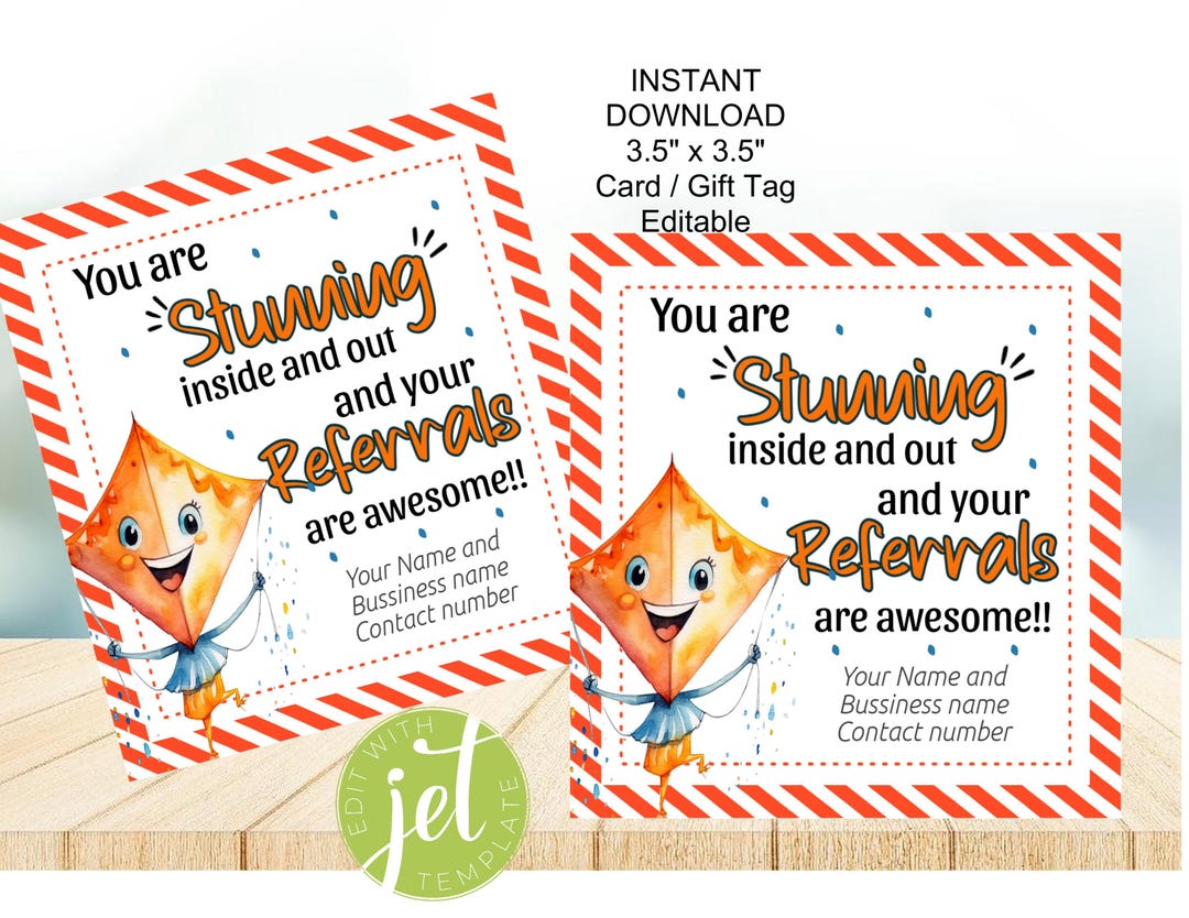 Editable Stunning Gift Tag, Your Are Stunning Inside and Out, Referrals ...
