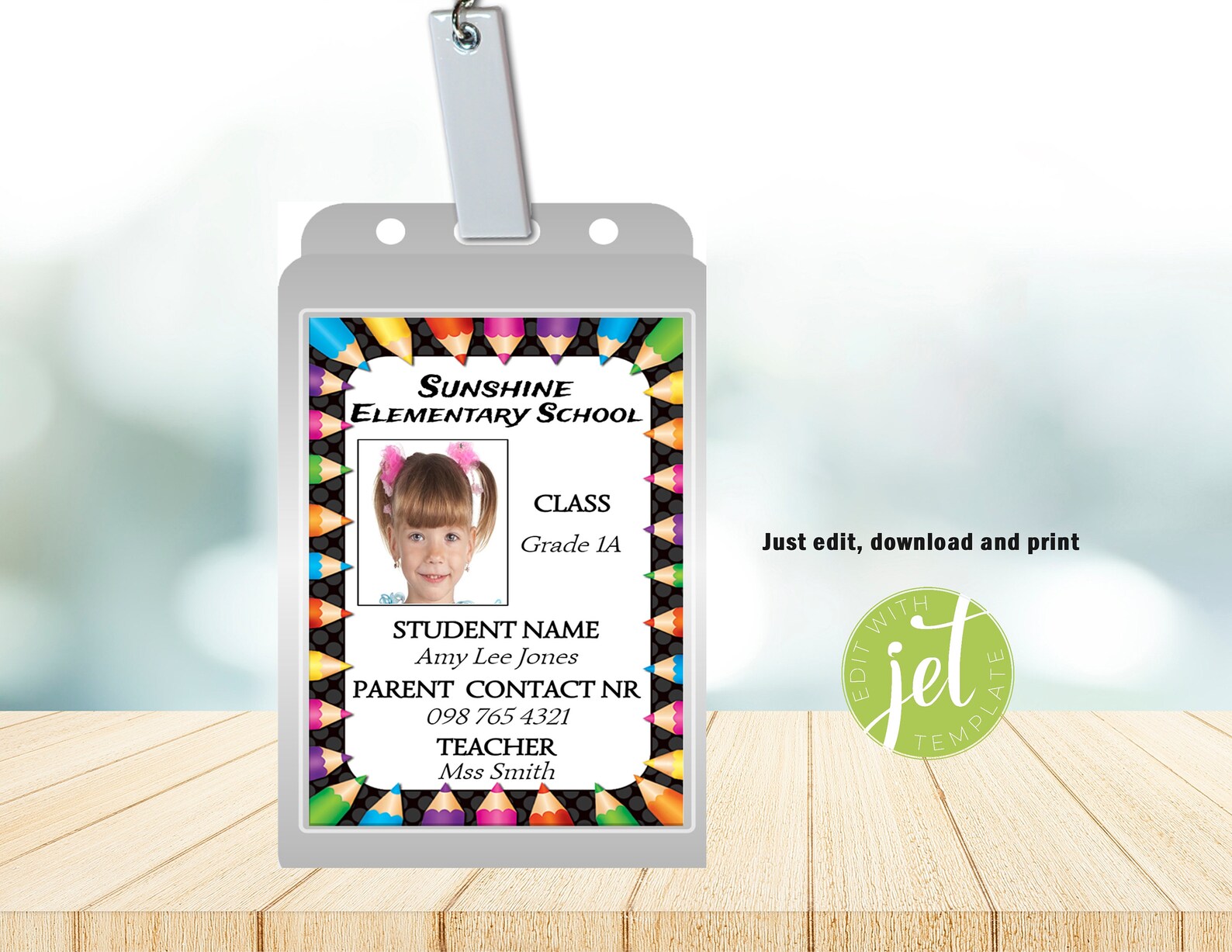 ID Badge, Editable, Printable, Name Tag, School ID Name Badge, Photo ...