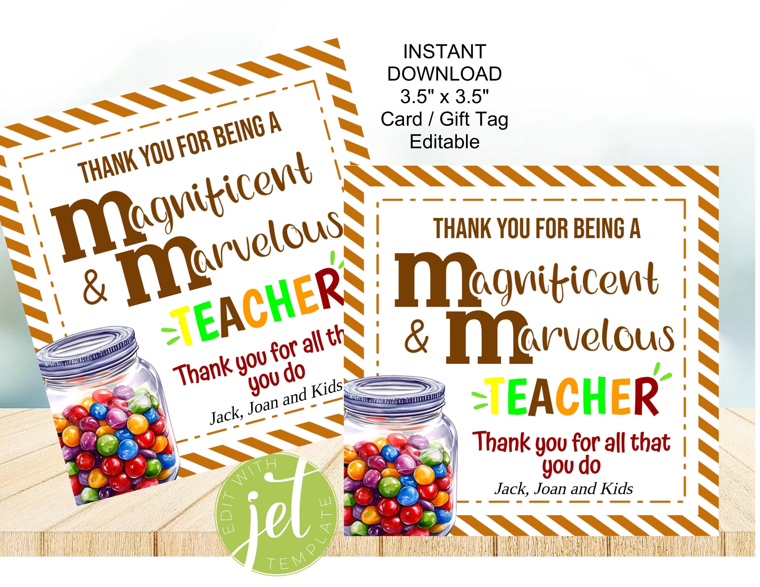 Editable M&M Gift Tag Card, Magnificent and Marvelous, Appreciated ...