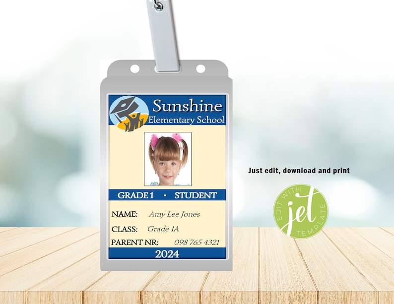 ID Badge, Editable, Printable, Name Tag, School ID Name Badge, Photo ...