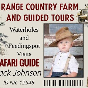 Safari Guide ID Badge: Editable Wild Ranger Costume (instant Download ...