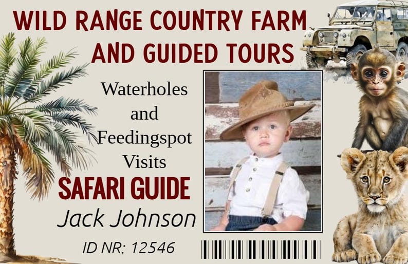 Safari Guide ID Badge: Editable Wild Ranger Costume (instant Download ...