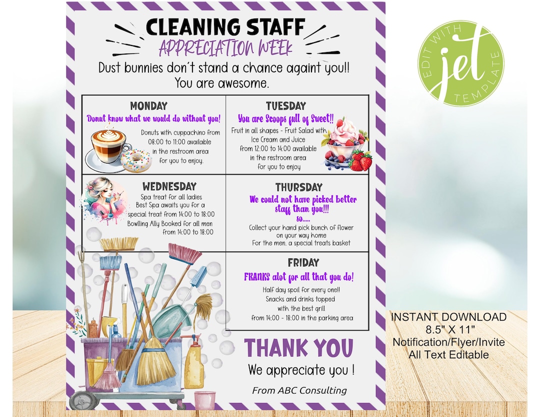 Editable Cleaning Service Flyer: Housekeeping Appreciation Template ...
