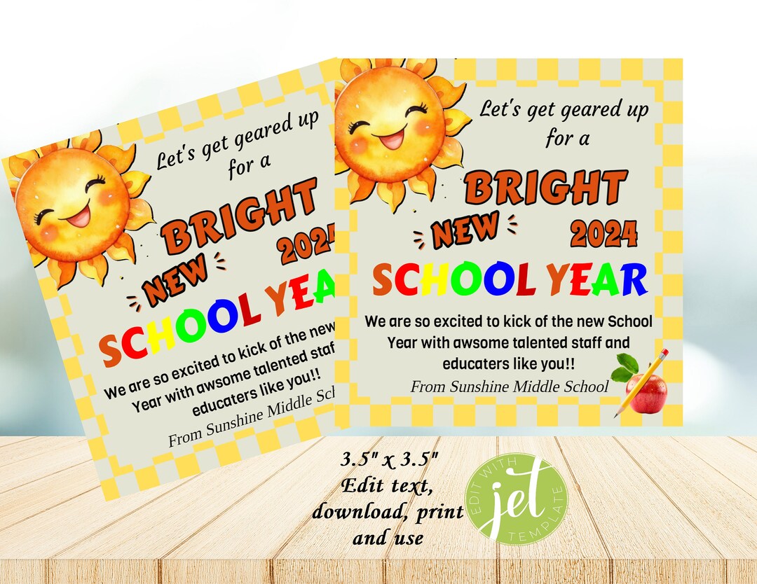Editable, Bright New School Year First Day of School Back to School ...
