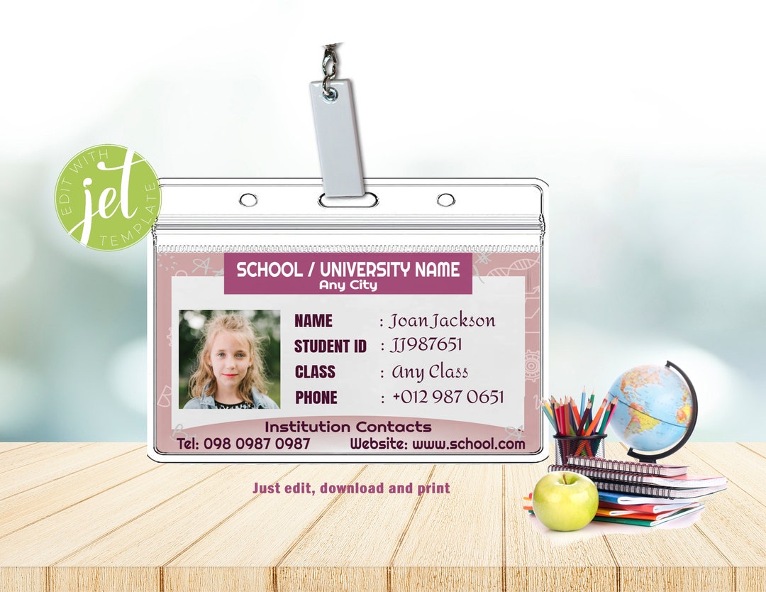 ID Badge, Name Tag, Editable, Printable, ID Card Boy/girl Badge ...