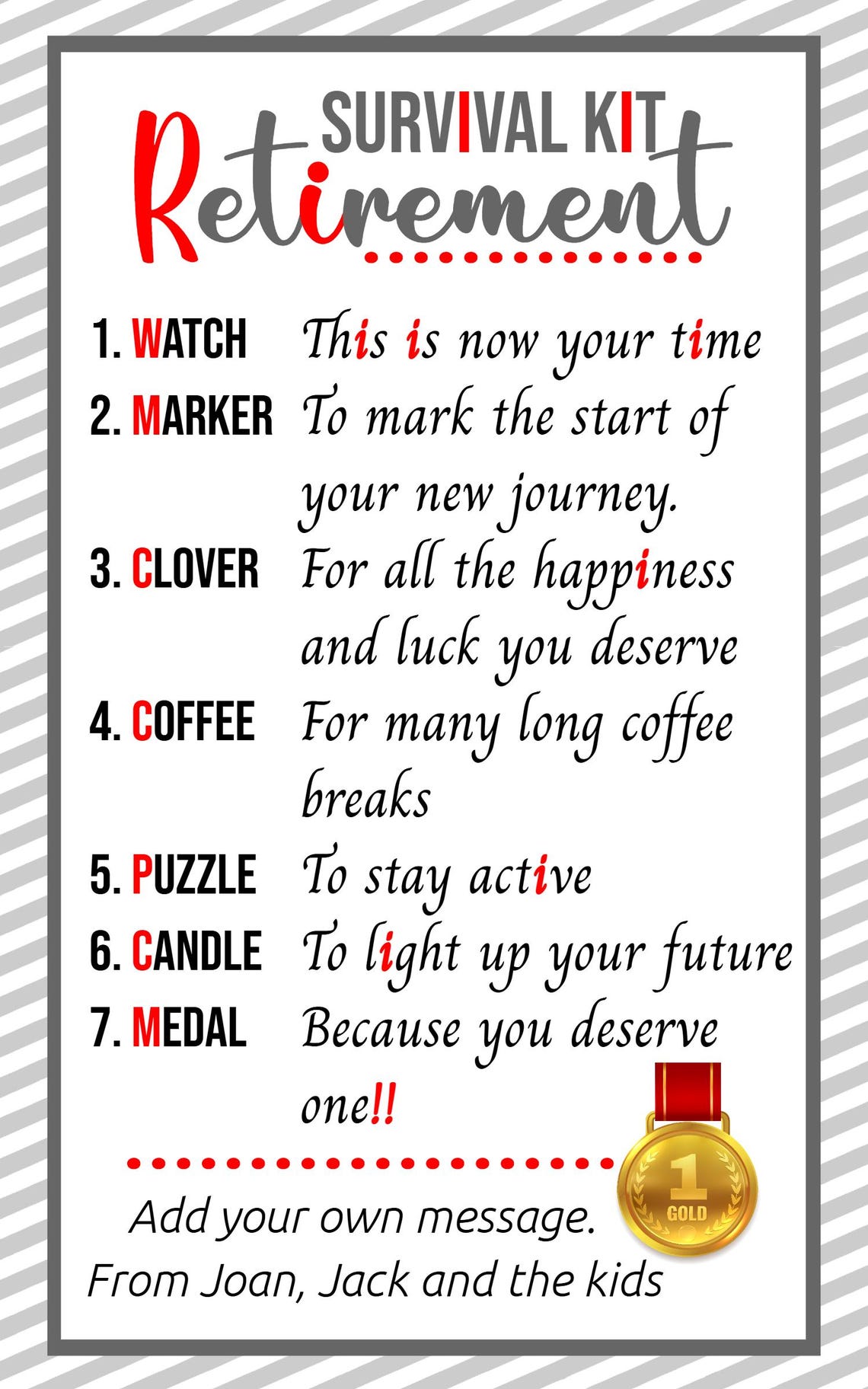 Editable Retirement Survival Kit Gift Bag Label, Retirement Gift Bag ...