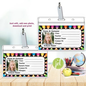 ID Badge, Name Tag, Editable, Printable, Boy/girl Badge, Photo Badge ...