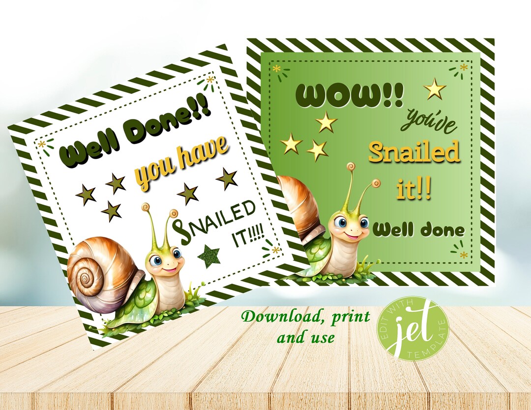Card Gift Tag Combo 3.5" X 3.5", Well Done, You've Snailed It ...