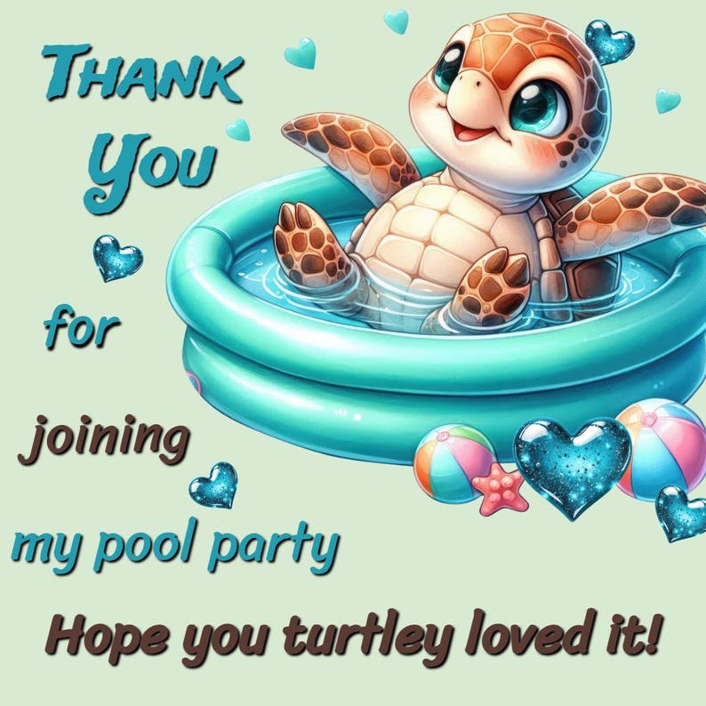 Party Invite, Editable, Printable, Turtle Pool Party Invite, Instant ...
