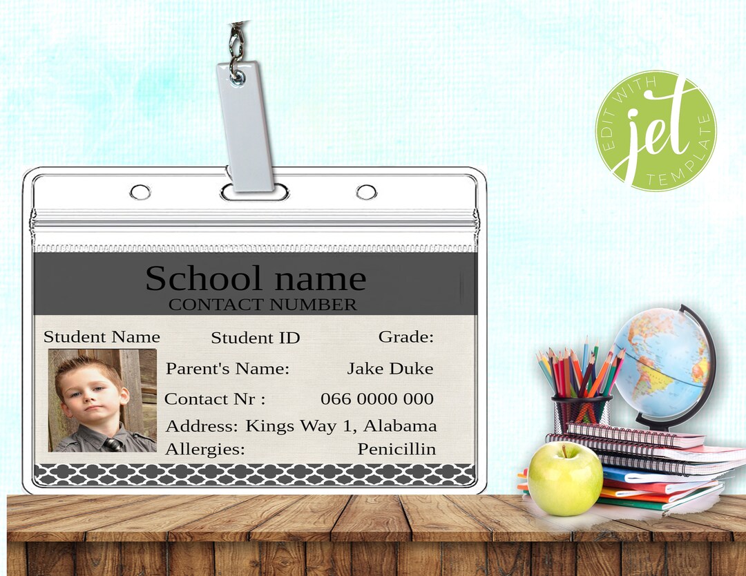 ID Badge, Name Tag, Editable, Printable, ID Card Boy/girl Badge ...