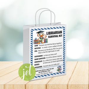 EDITABLE Librarian Survival Kit Printable Gift Bag Label, Back to ...