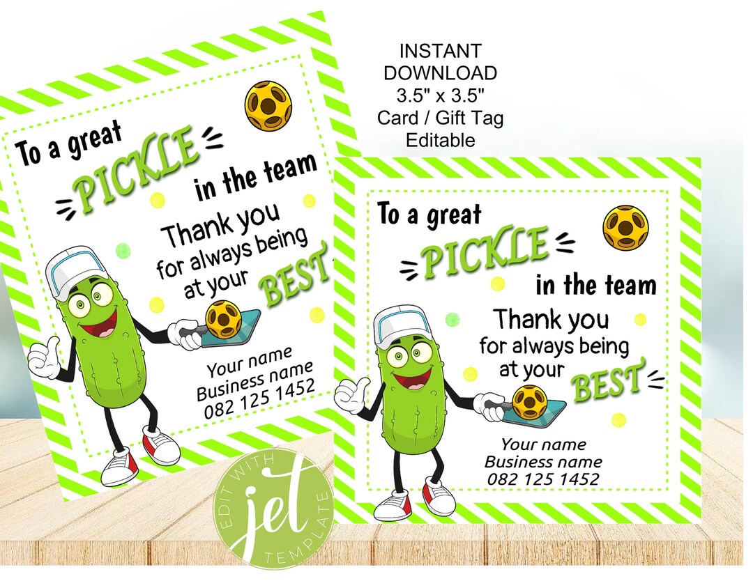 Editable Best Pickle in Team, Thanks for Being Your Best, Appreciation ...