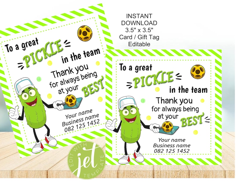 Editable Best Pickle in Team, Thanks for Being Your Best, Appreciation ...