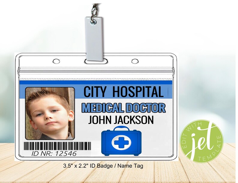 Editable Medical Doctor ID Badge, Doctor, Pretend Play, Medical Doctor ...