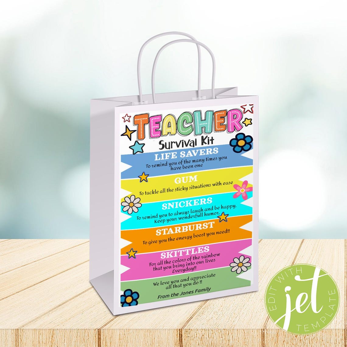 Editable Teacher Survival Kit Tag, Goody Bag, Funny Teacher Staff ...