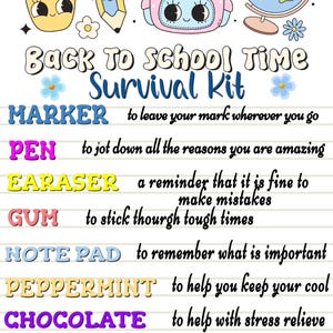 Editable, Back to School Survival Kit, Printable, Special Message ...