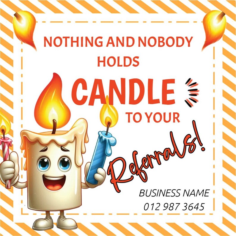 Editable Candle Referral Realtor Pop-by Tags, Nothing Holds a Candle ...