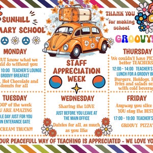 Teacher Appreciation Week Editable Flyer, Staff Itinerary, Make School ...
