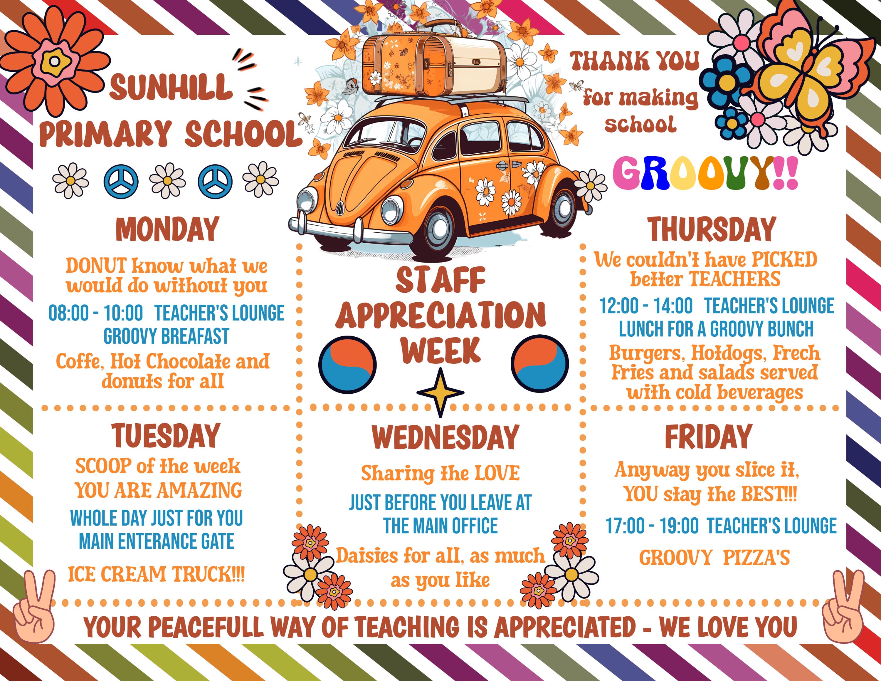 Teacher Appreciation Week Editable Flyer, Staff Itinerary, Make School ...