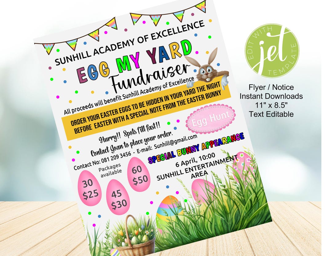 Editable Easter Egg My Yard Fundraiser Flyer, Printable Invitation ...