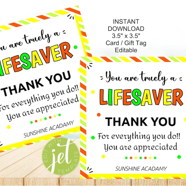 Lifesaver Thank You - Etsy