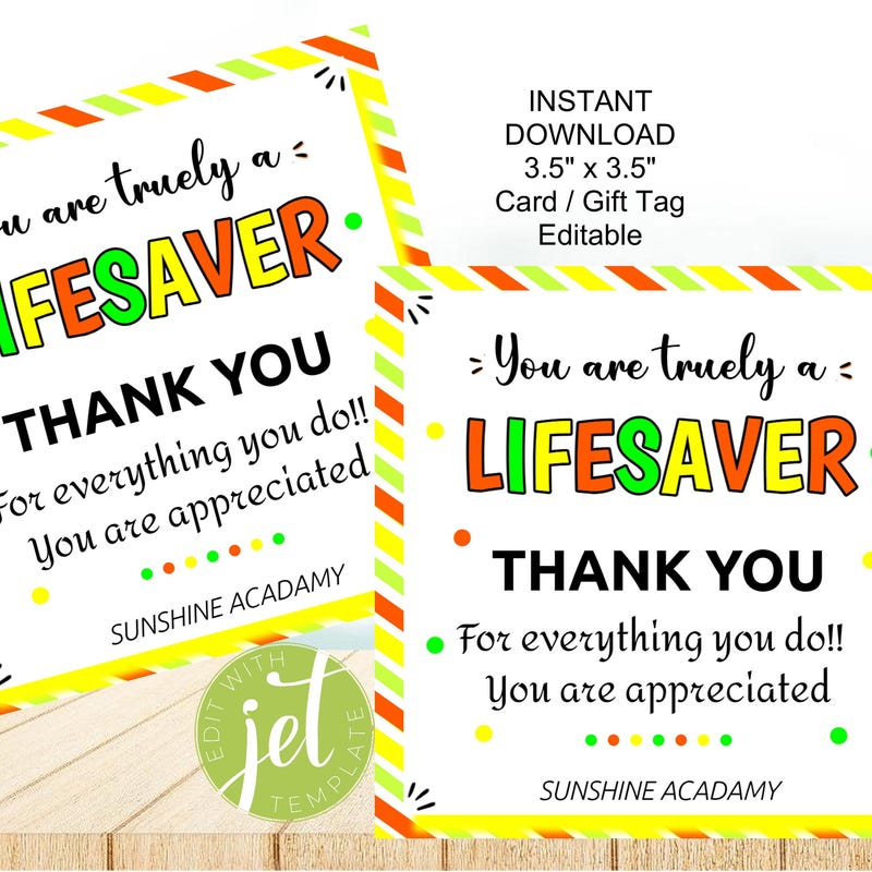 Lifesaver Thank You - Etsy