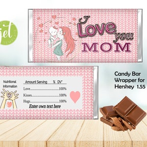 Candy Wrapper, Hershey Wrapper, Editable, Printable, Mothers Day ...