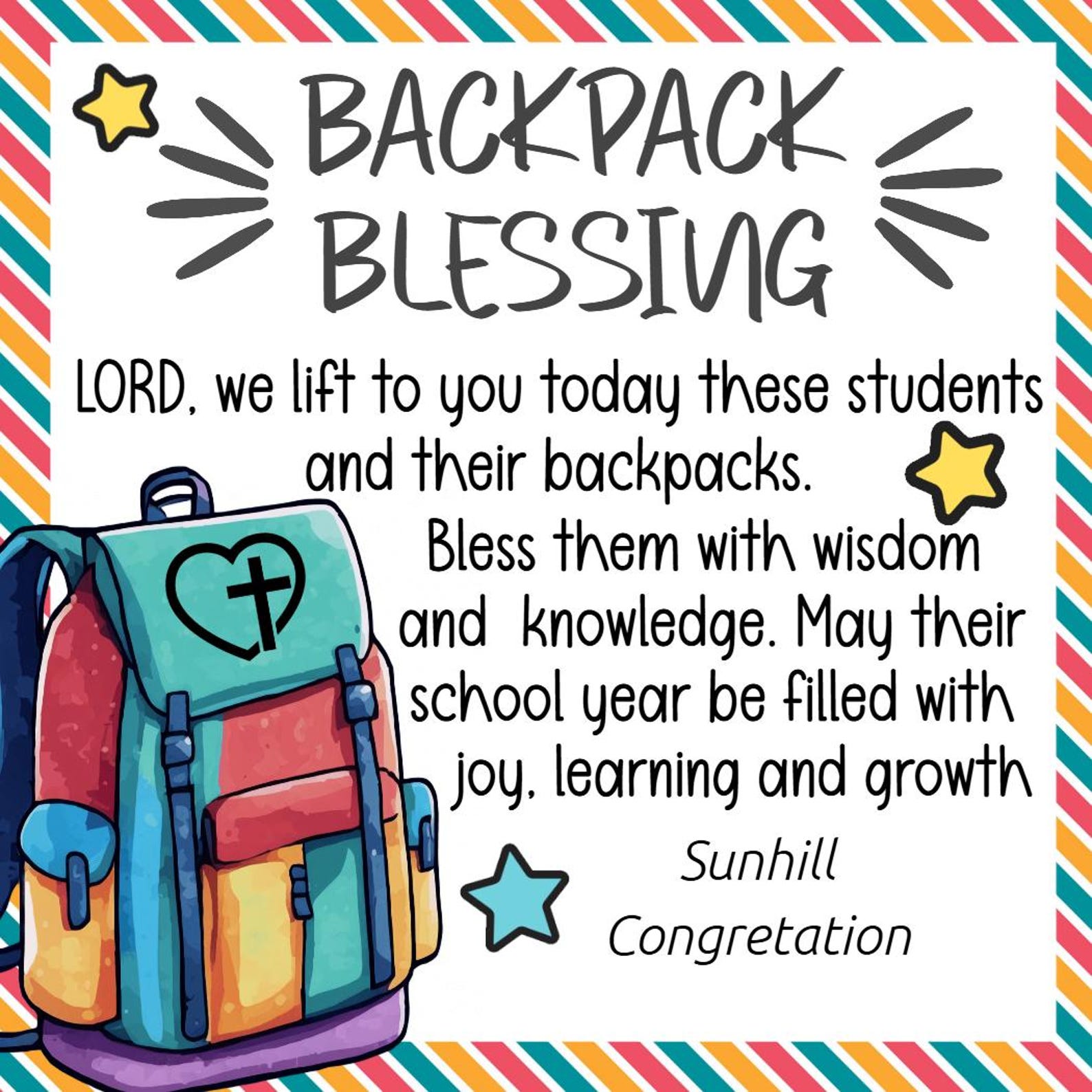 Bless This Backpack, Backpack Blessing Card, Editable Card, INSTANT DOWNLOAD, Lord Bless This ...
