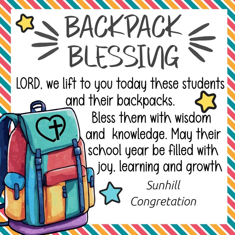 Bless This Backpack, Backpack Blessing Card, Editable Card, INSTANT ...