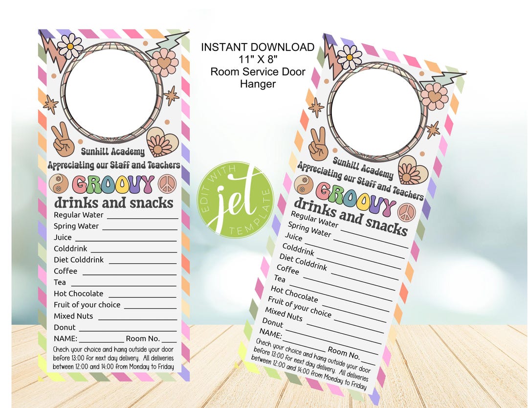 Teacher Appreciation Week Editable Door Hanger, Order List for Snacks ...