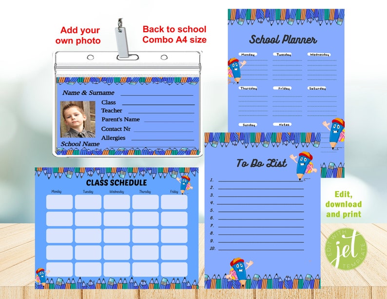 ID Badge, Back to School Name Tag Combo, Editable, Printable, Photo ...