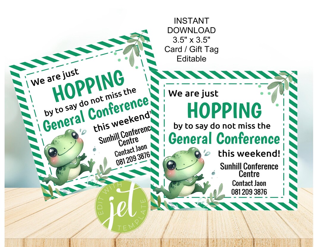 Editable General Conference Treat Tag: Instant Download (3.5" X 3.5 ...